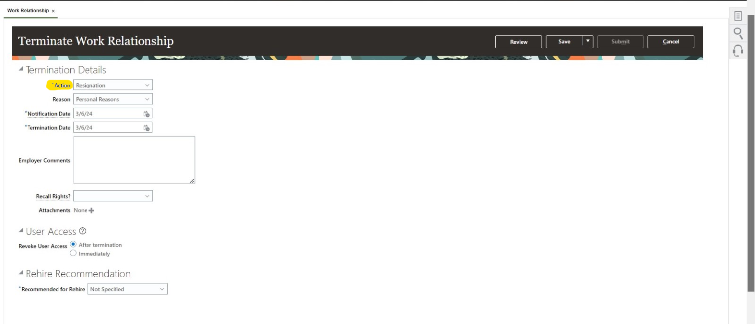 Employee Termination Process in Oracle Fusion HCM